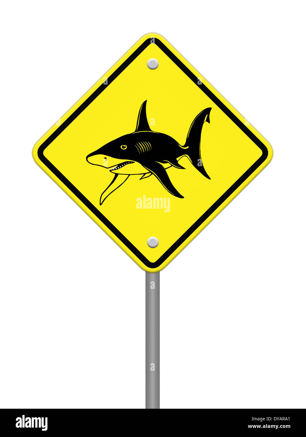 Shark sighting sign, Beach Closed Stock Photo - Alamy