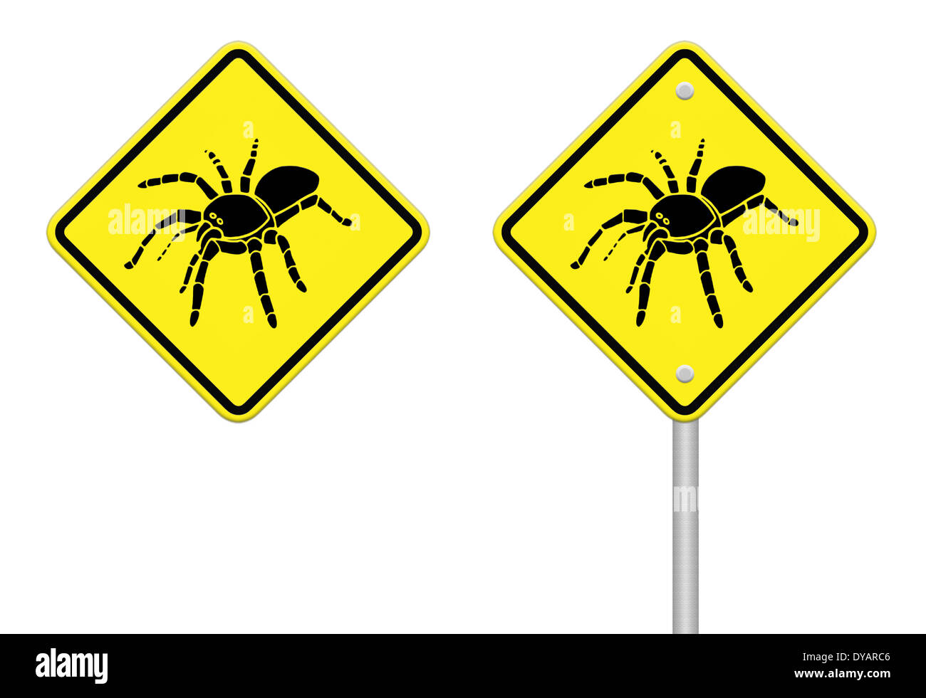 Spider Caution Sign Stock Photo - Alamy