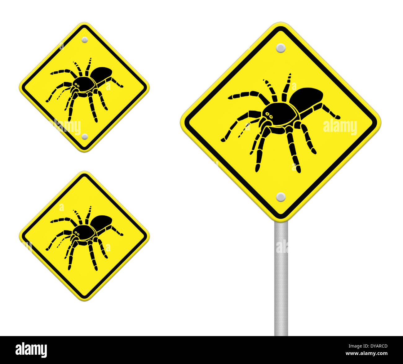 Spider Caution Sign Stock Photo - Alamy