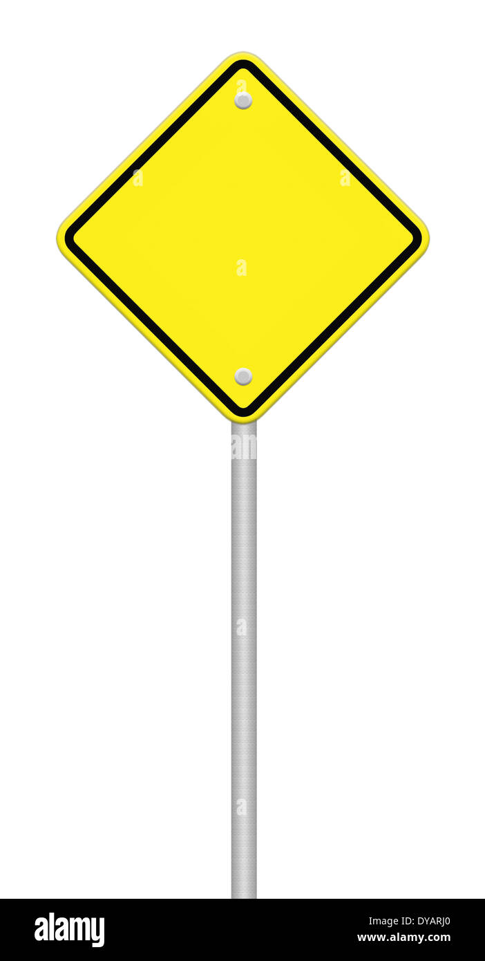 Blank yellow road sign on white background Stock Photo - Alamy