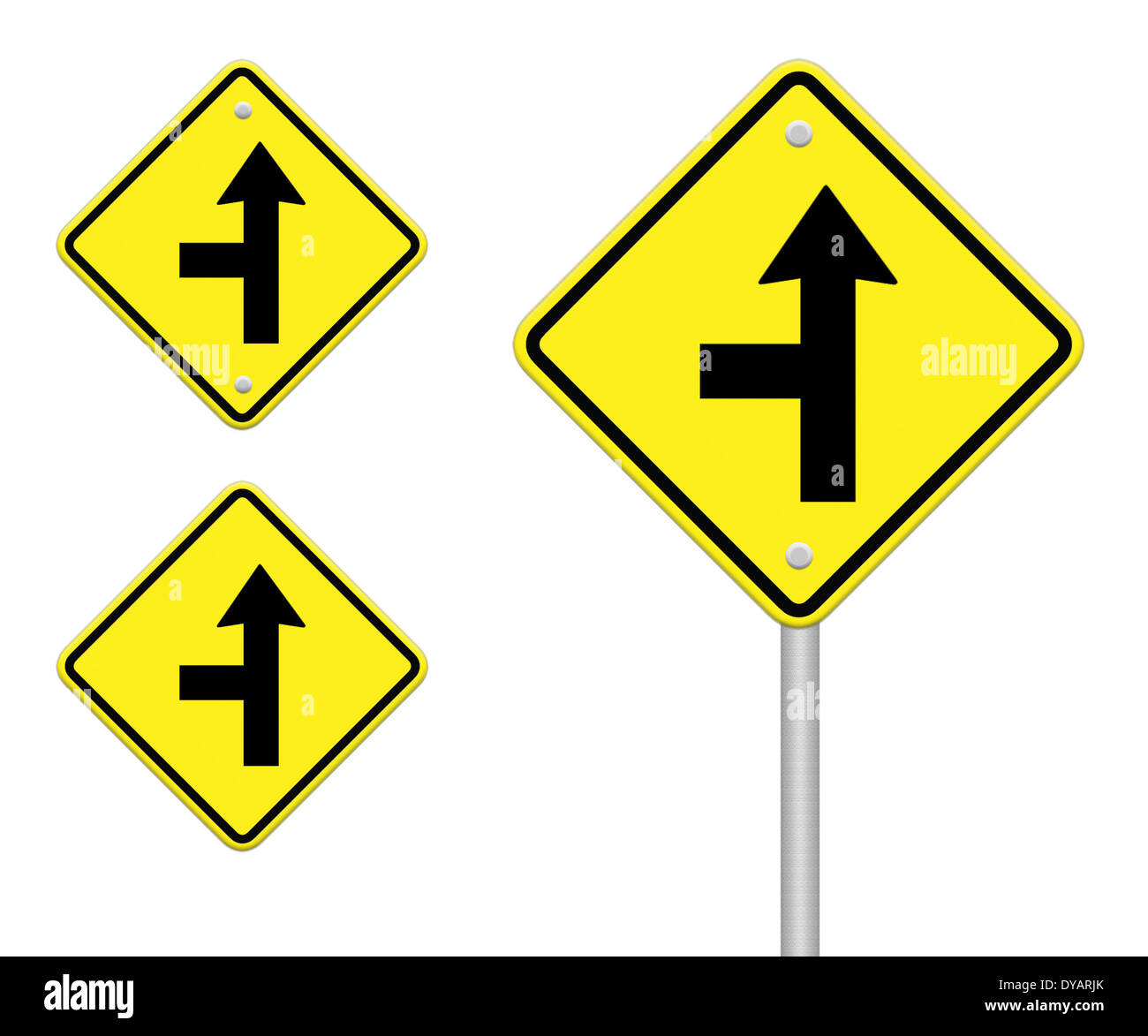 three intersection sign Stock Photo - Alamy
