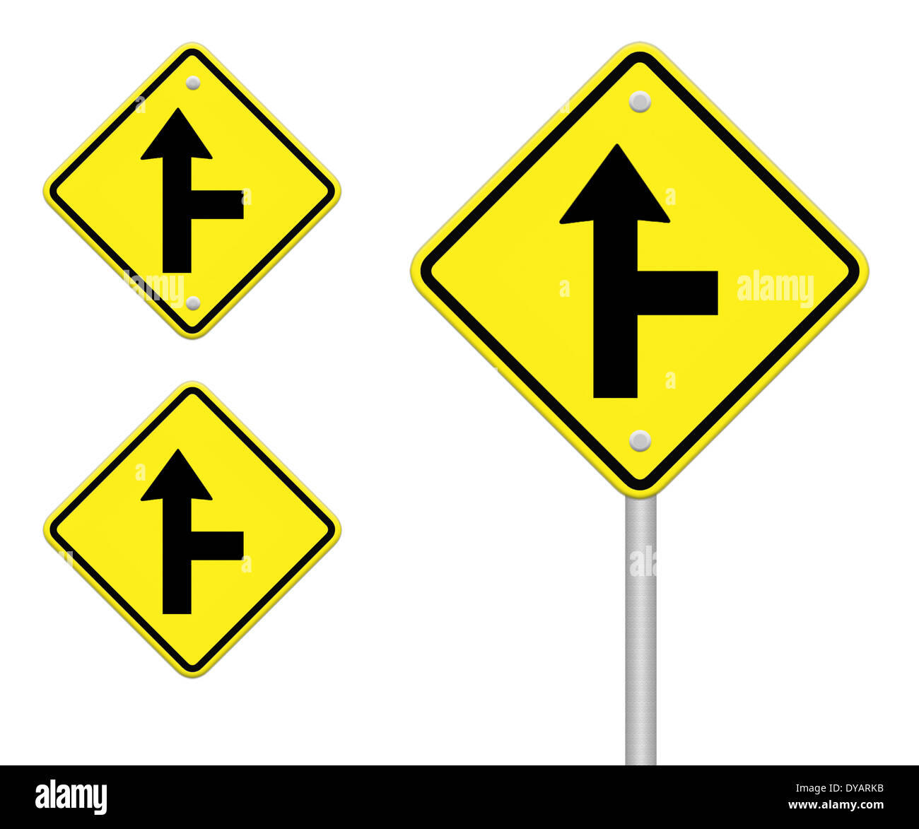 three intersection sign Stock Photo - Alamy