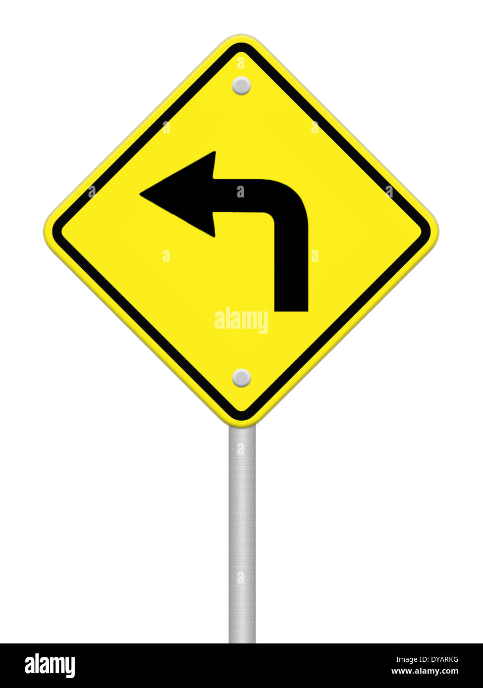 Turn left traffic sign on white background Stock Photo - Alamy