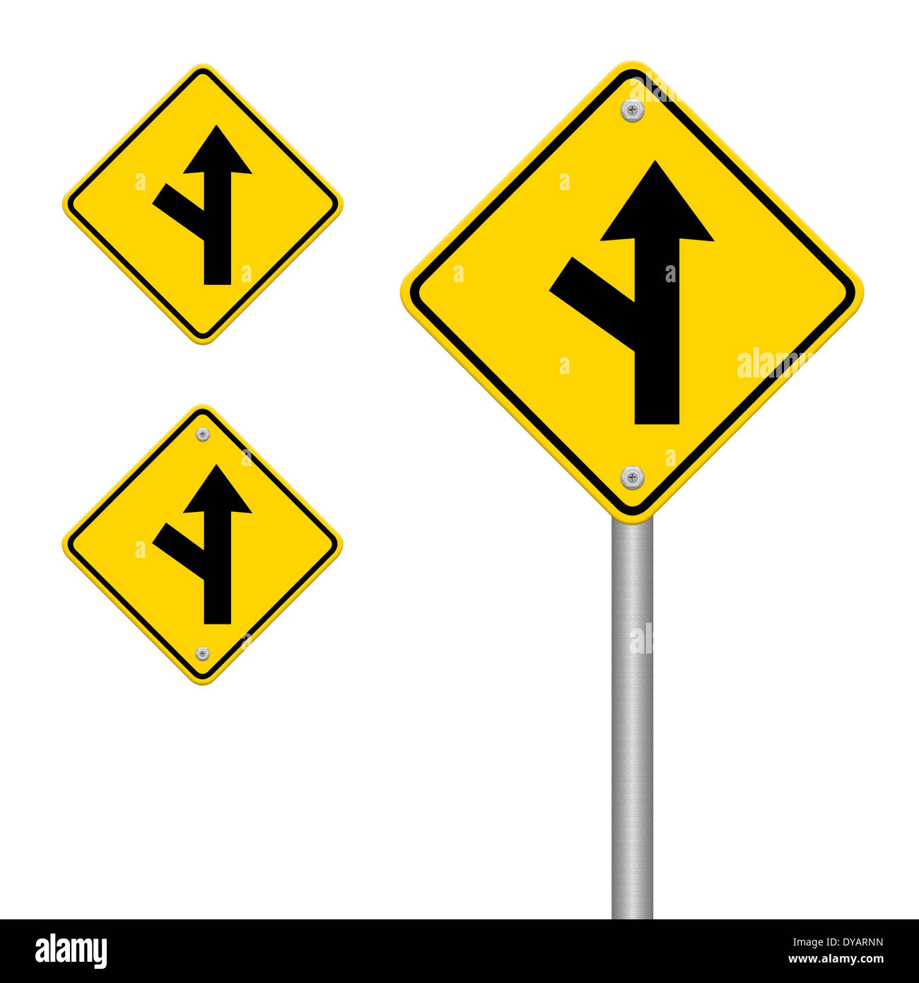 three intersection sign Stock Photo - Alamy