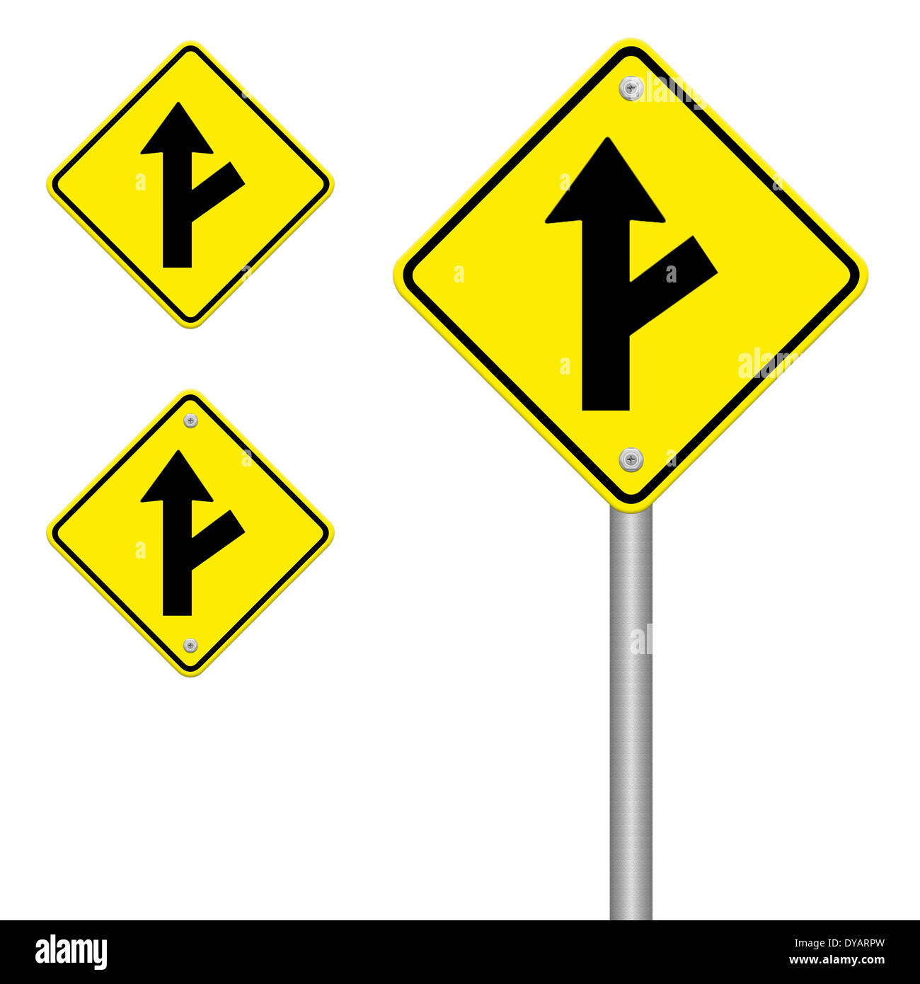 three intersection sign Stock Photo - Alamy