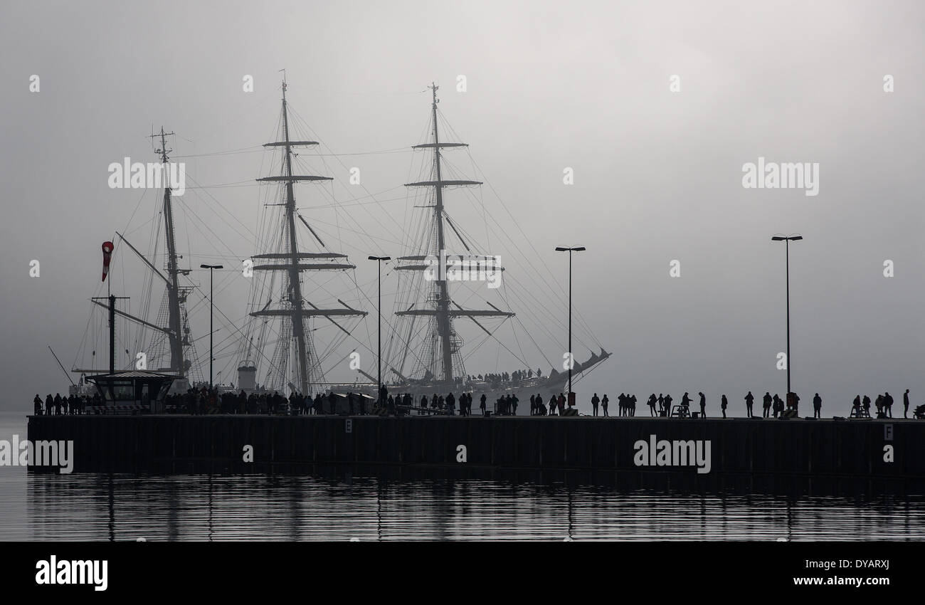 Kiel, Germany. 12th Apr, 2014. The sail training ship 'Gorch Fock ...