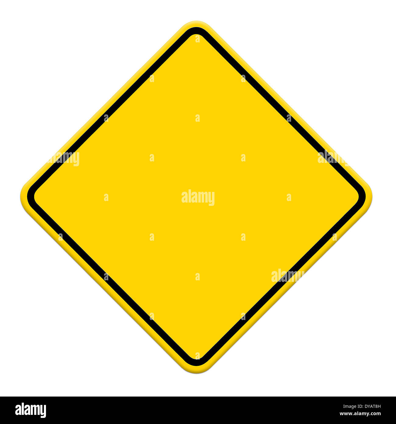 Blank yellow road sign on white background Stock Photo - Alamy