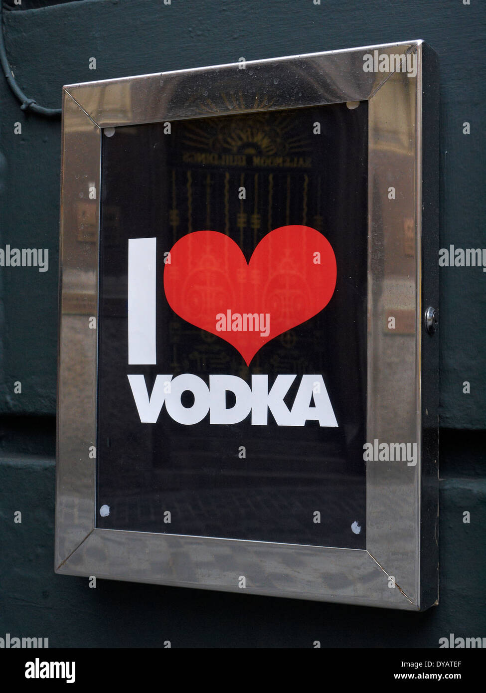 I love vodka advert on outside wall in Liverpool UK Stock Photo - Alamy