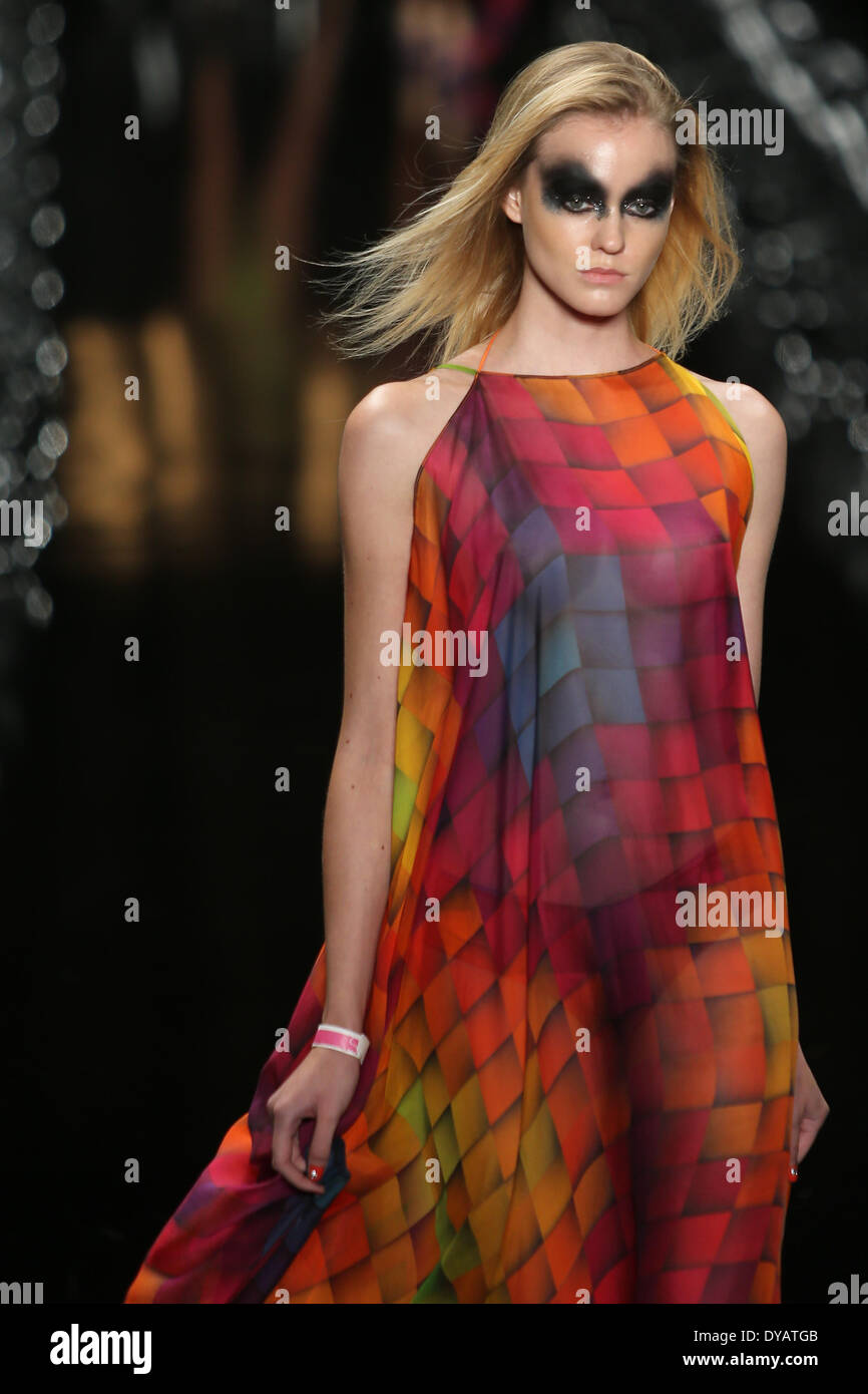 Rio De Janeiro, Brazil. 11th Apr, 2014. A model presents fashion ...
