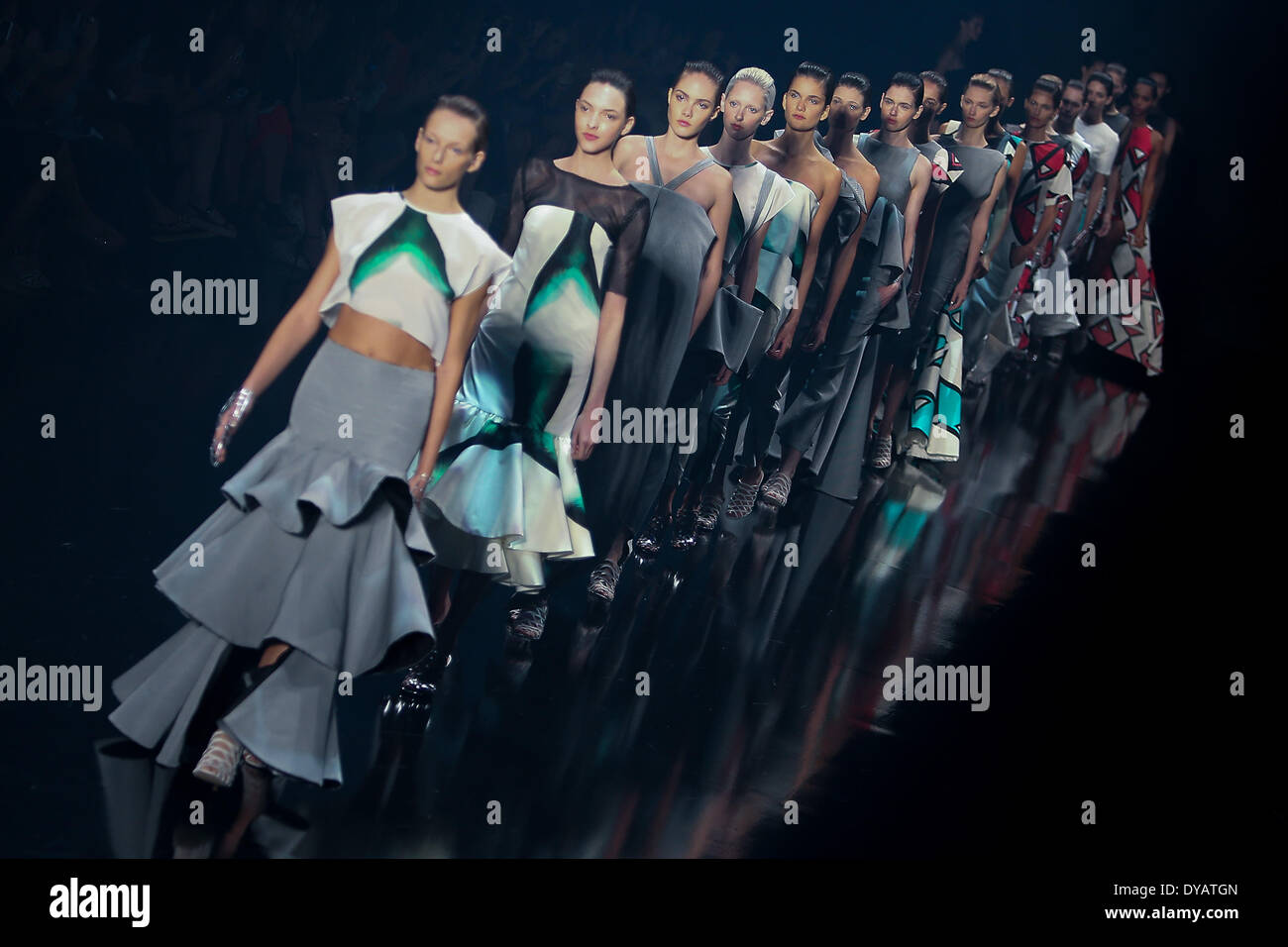 Rio De Janeiro, Brazil. 11th Apr, 2014. Models present fashion ...