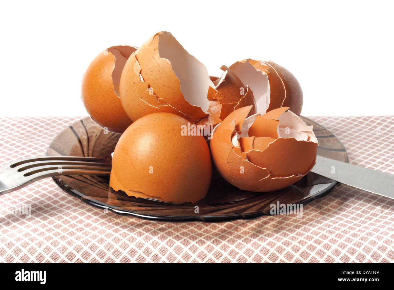 Egg shells on a table Stock Photo - Alamy