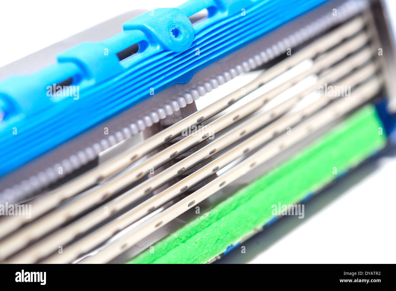 New cartridge with five sharp blades for injury-free man shaving Stock ...