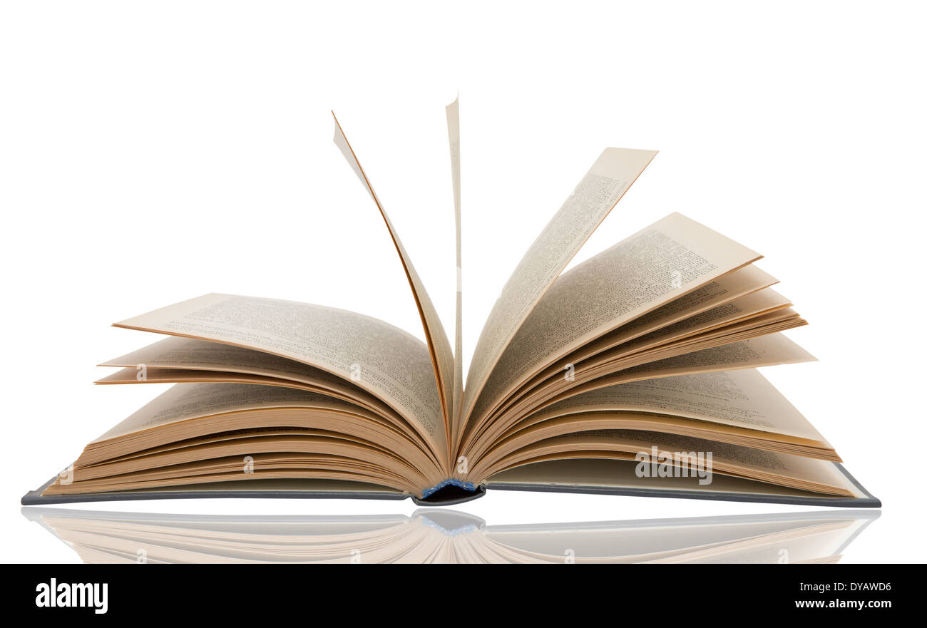 Open book isolated on white background Stock Photo - Alamy