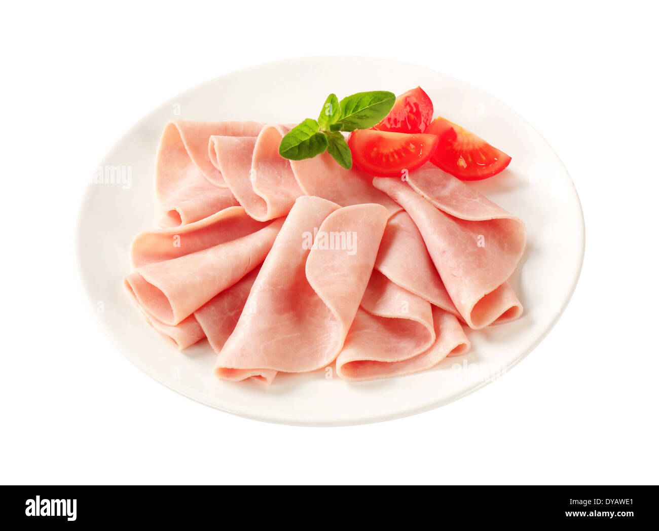Thin-sliced ham on a plate Stock Photo - Alamy