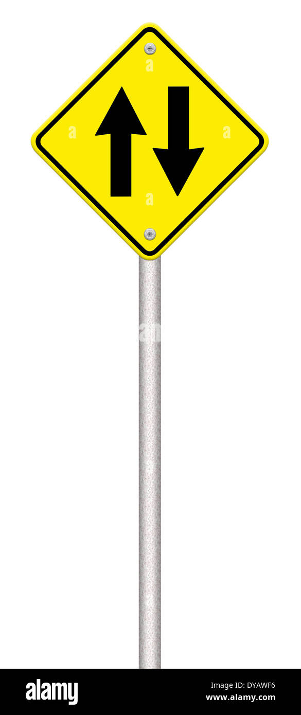 Two way traffic sign Stock Photo - Alamy