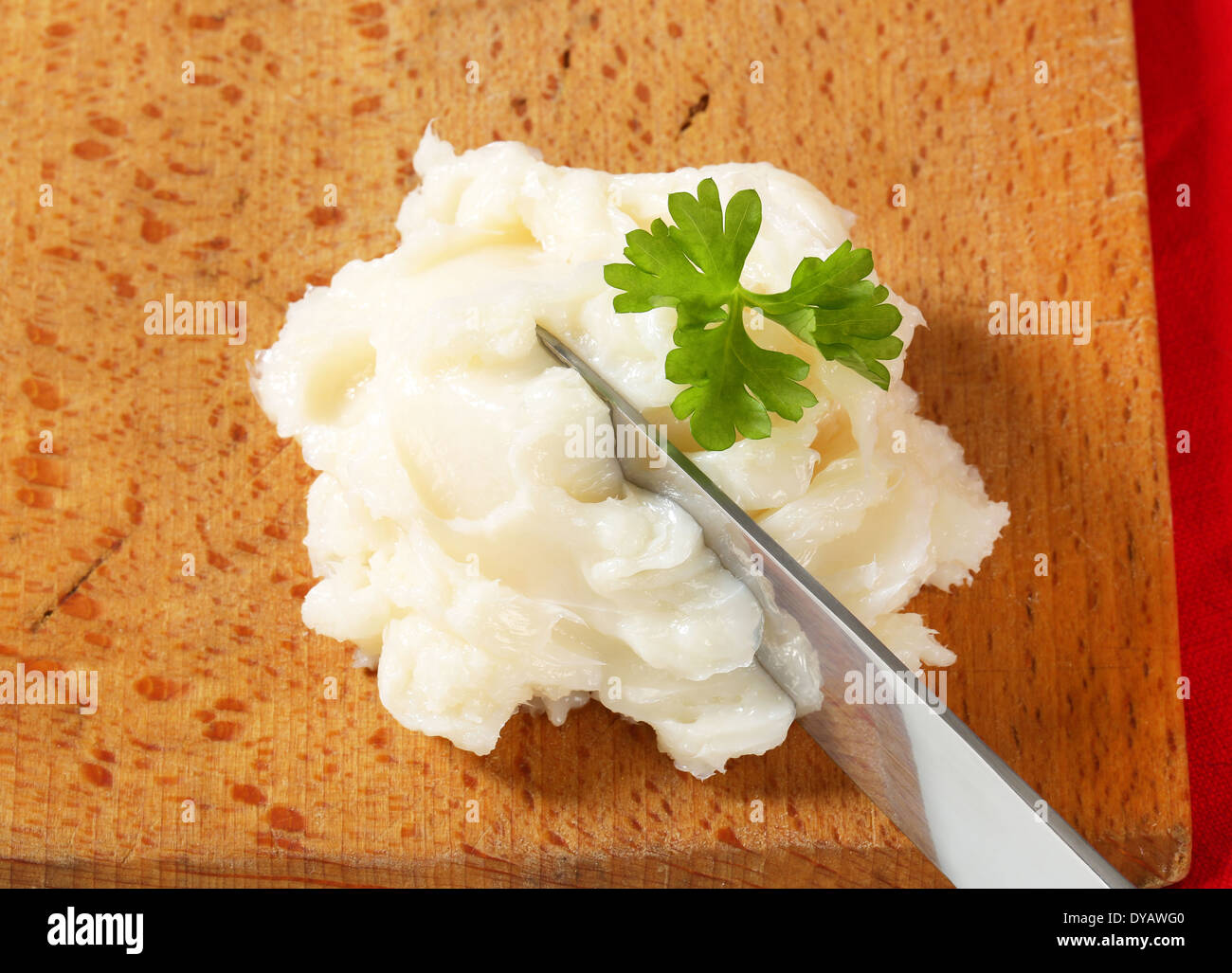 Pork lard spread on cutting board Stock Photo - Alamy