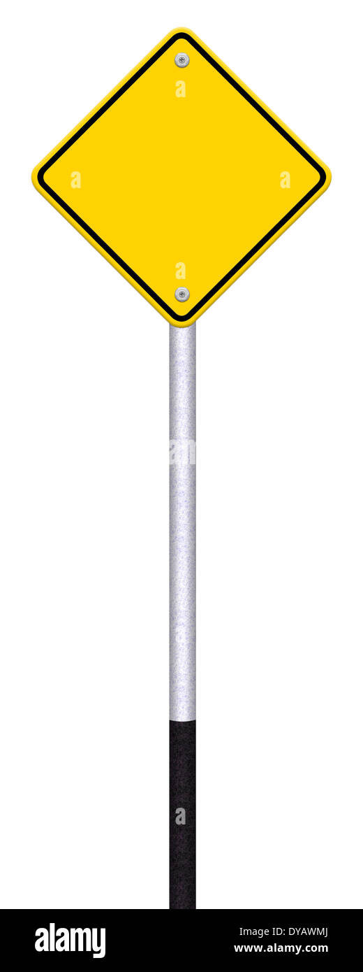 Blank yellow road sign on white background Stock Photo - Alamy