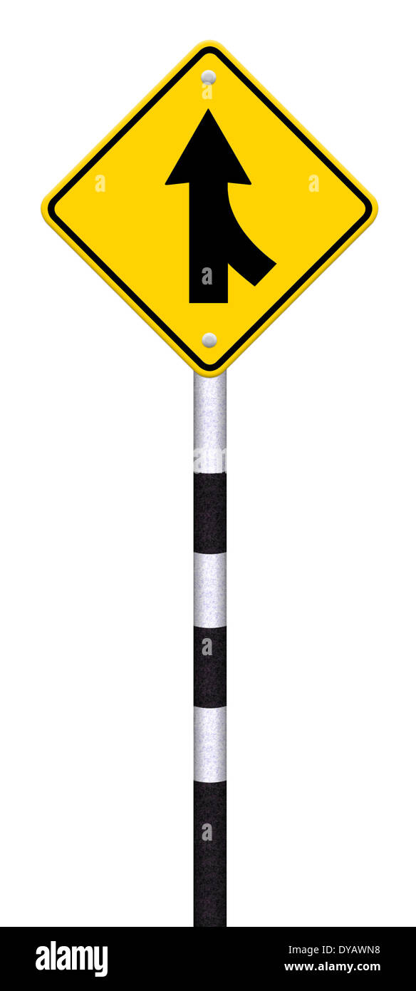 Road Merge Sign on white Stock Photo - Alamy