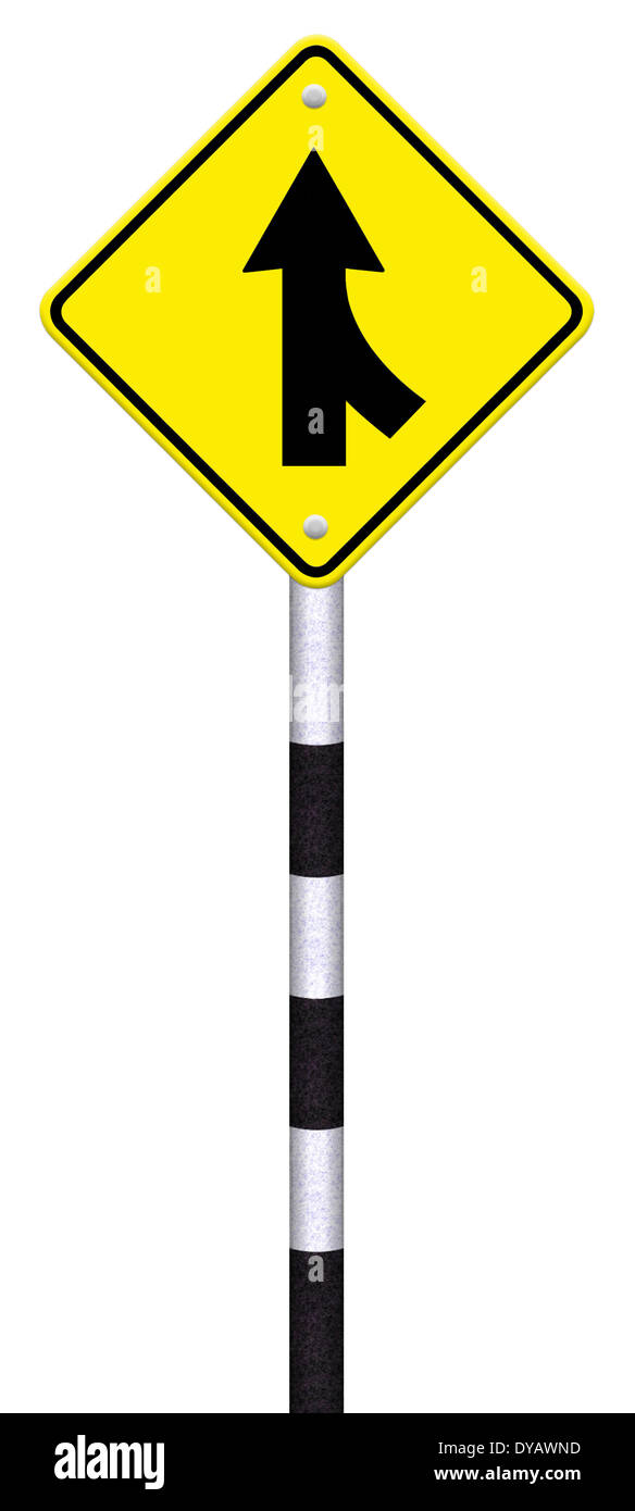 Road Merge Sign on white Stock Photo - Alamy
