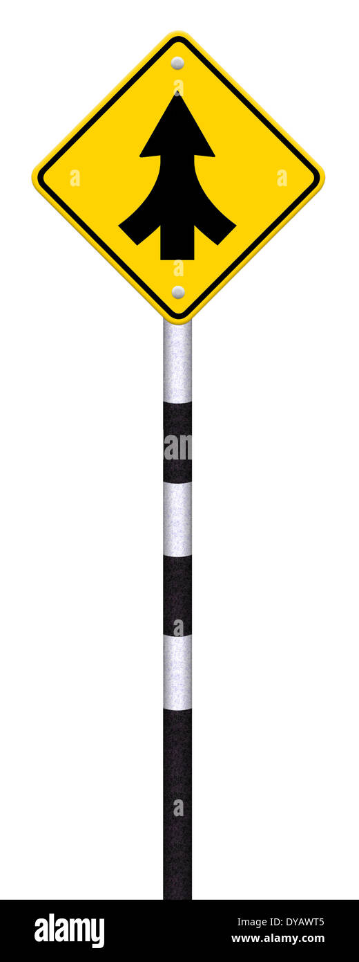 Traffic sign Lanes Merging isolated Stock Photo - Alamy