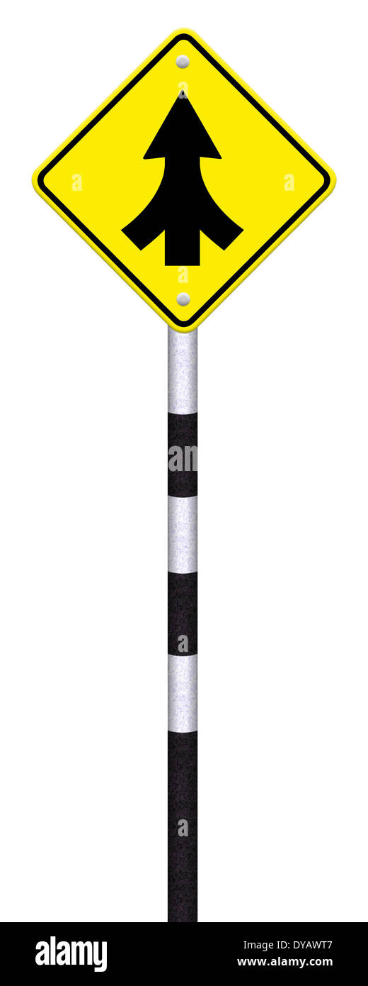 Traffic sign Lanes Merging isolated Stock Photo - Alamy