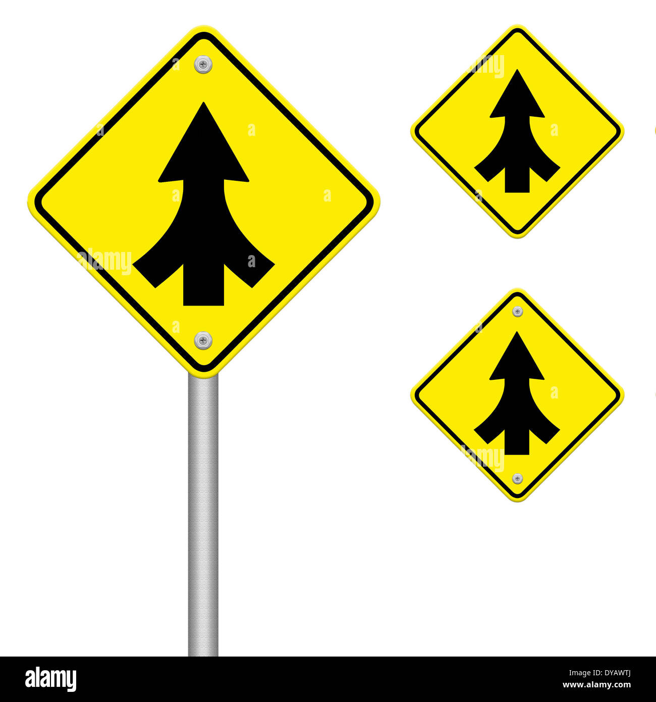 Merging traffic sign Cut Out Stock Images & Pictures - Alamy