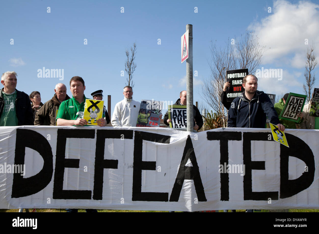 'Axe the Act' Scottish football fans criminals protest in Aberdeen ...