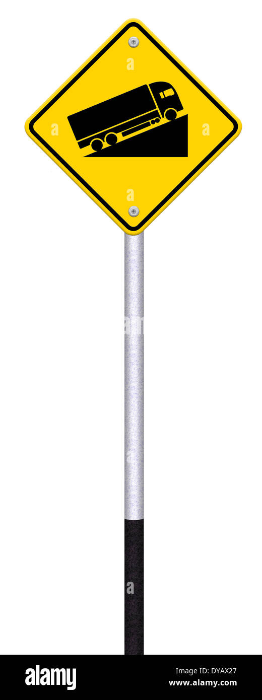 Warning road sign up to hill , Part of a series Stock Photo - Alamy