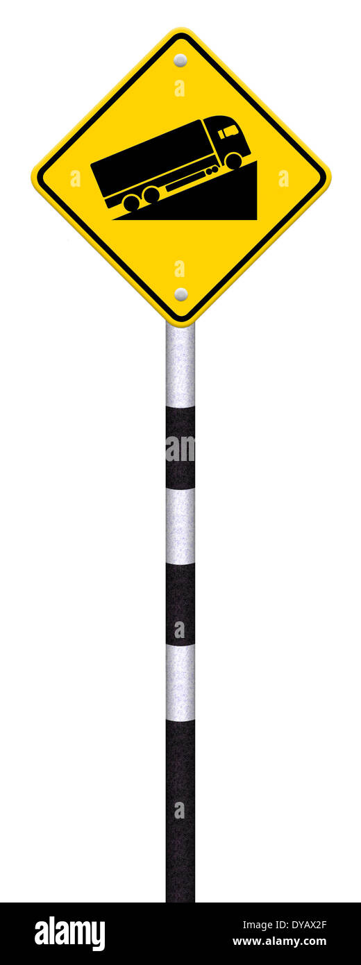Warning road sign up to hill , Part of a series Stock Photo - Alamy