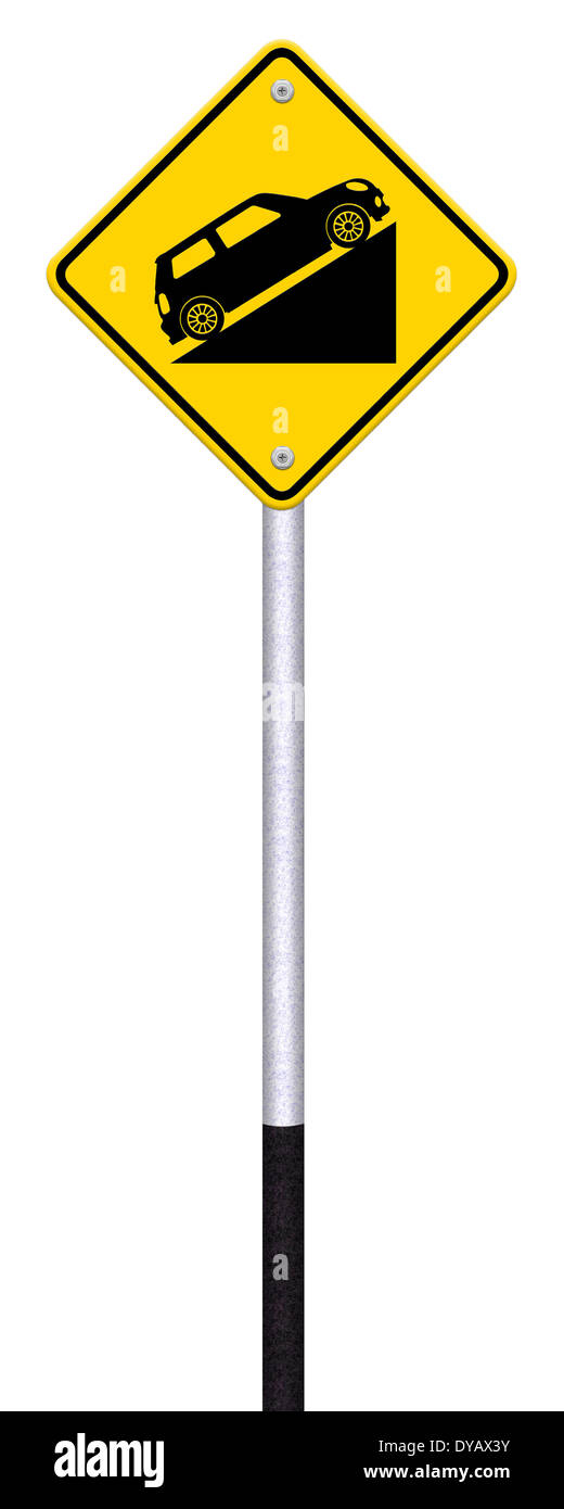 Steep climb road warning sign hi-res stock photography and images - Alamy