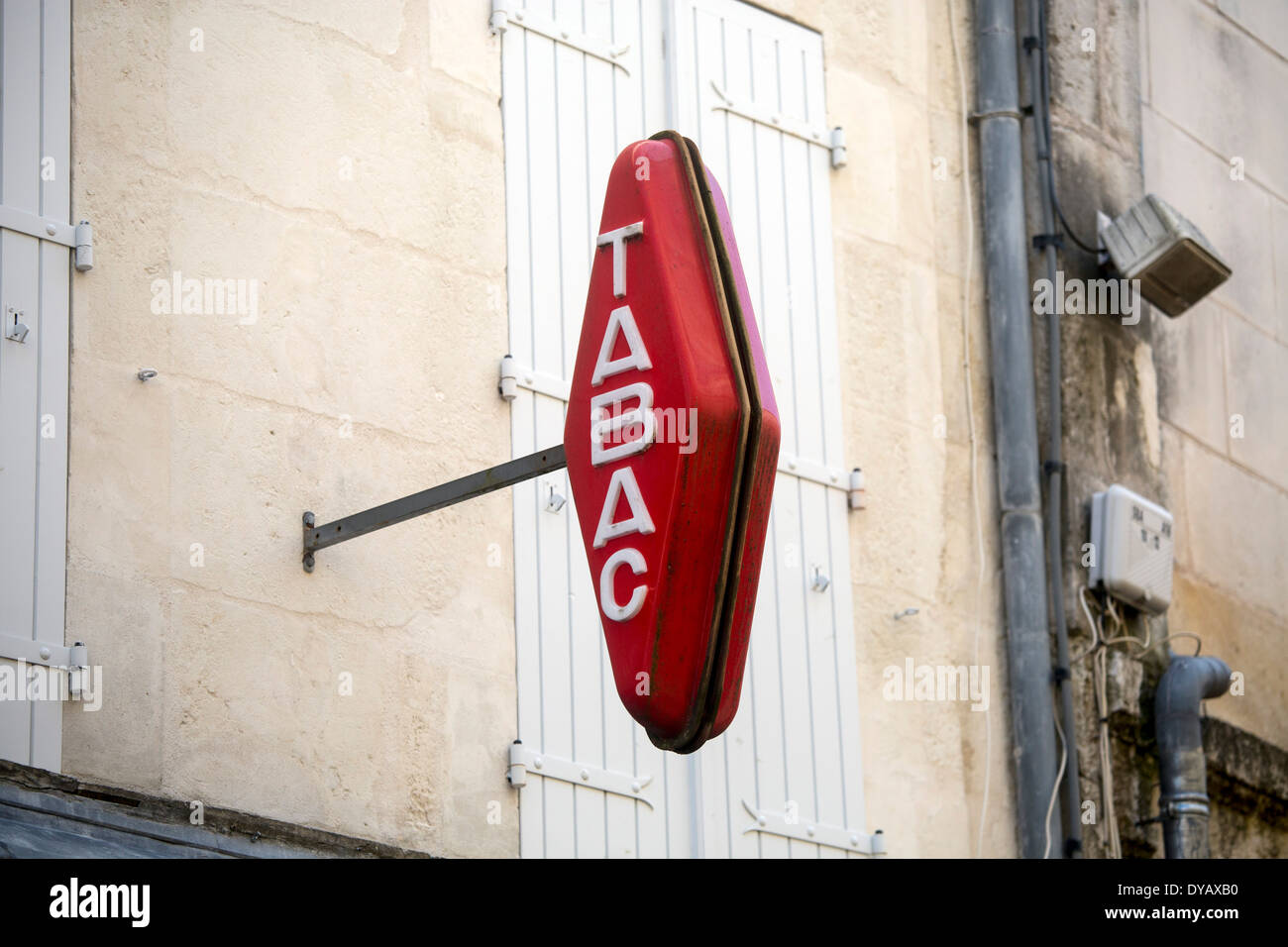 Tabac sign on wall outside cigarette shop tobacco Stock Photo - Alamy