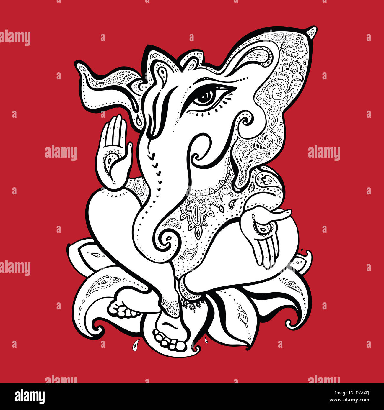 Ganesha Hand drawn illustration Stock Photo - Alamy