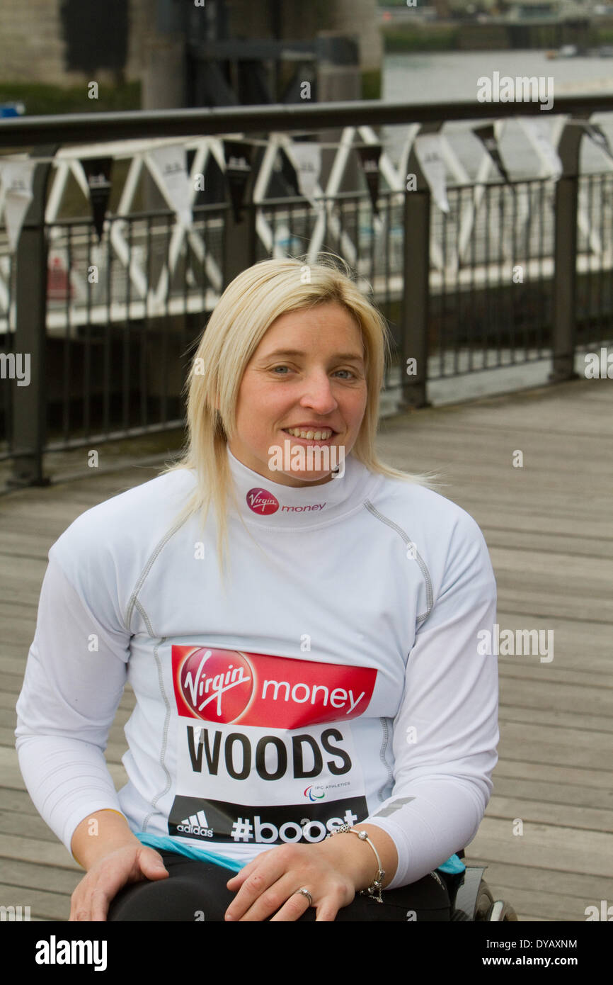 London,UK,11th April 2014,Elite Wheelchair Athlete Shelly Woods attends ...