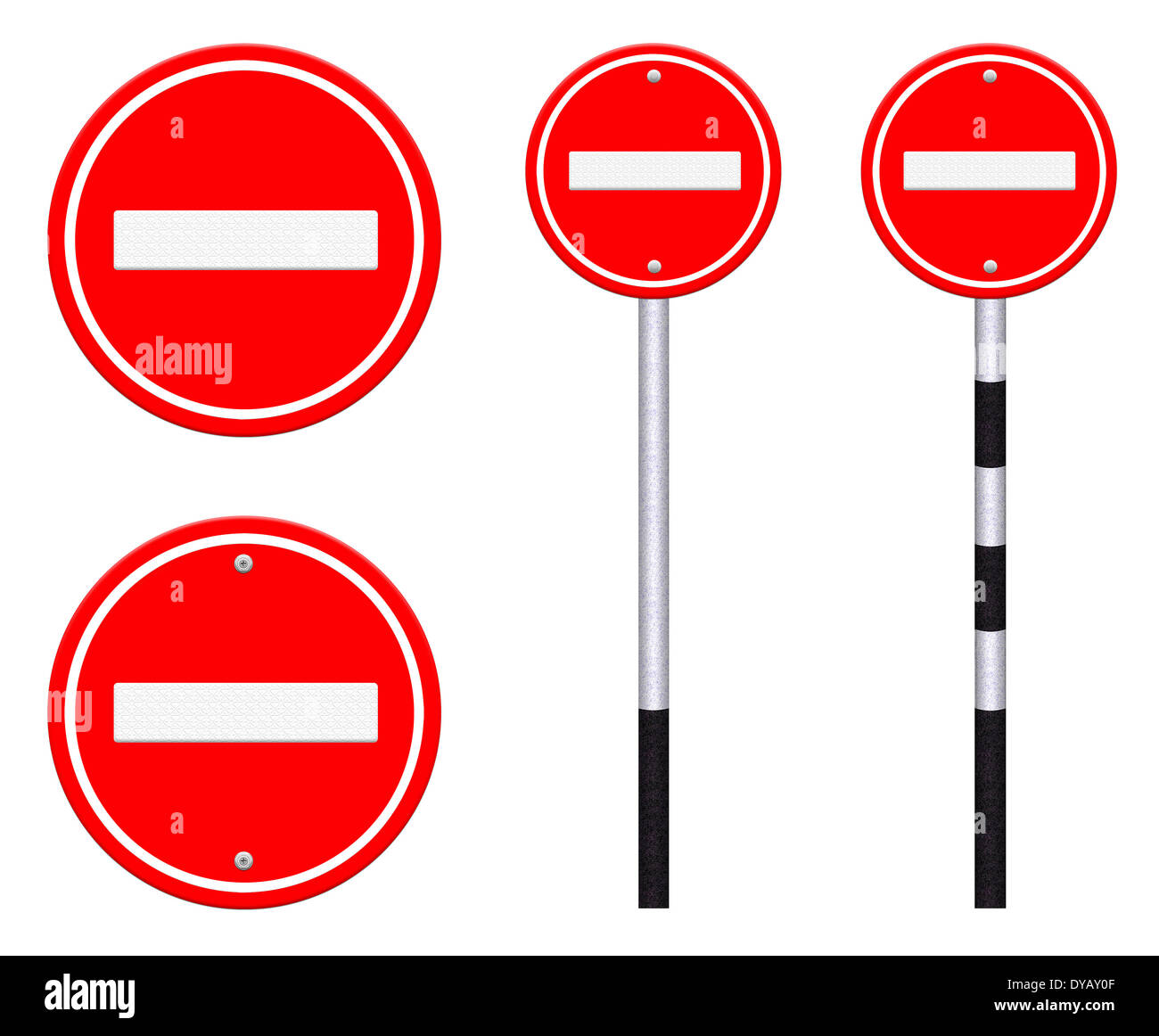 No Entry Sign, road traffic warning and pole, isolated Stock Photo - Alamy