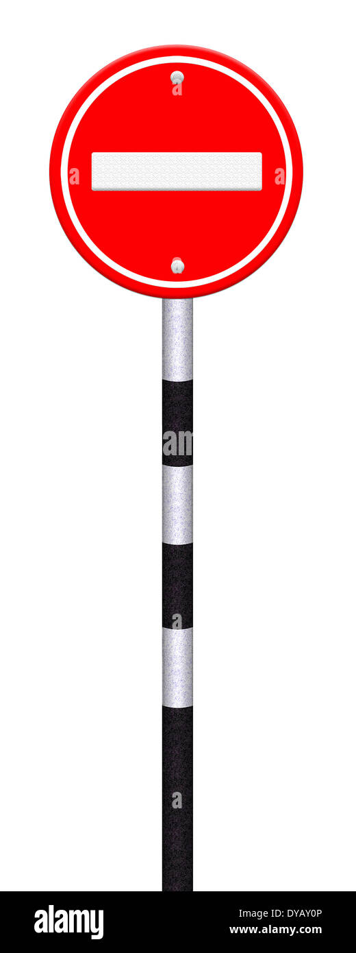 No Entry Sign, road traffic warning and pole, isolated Stock Photo - Alamy