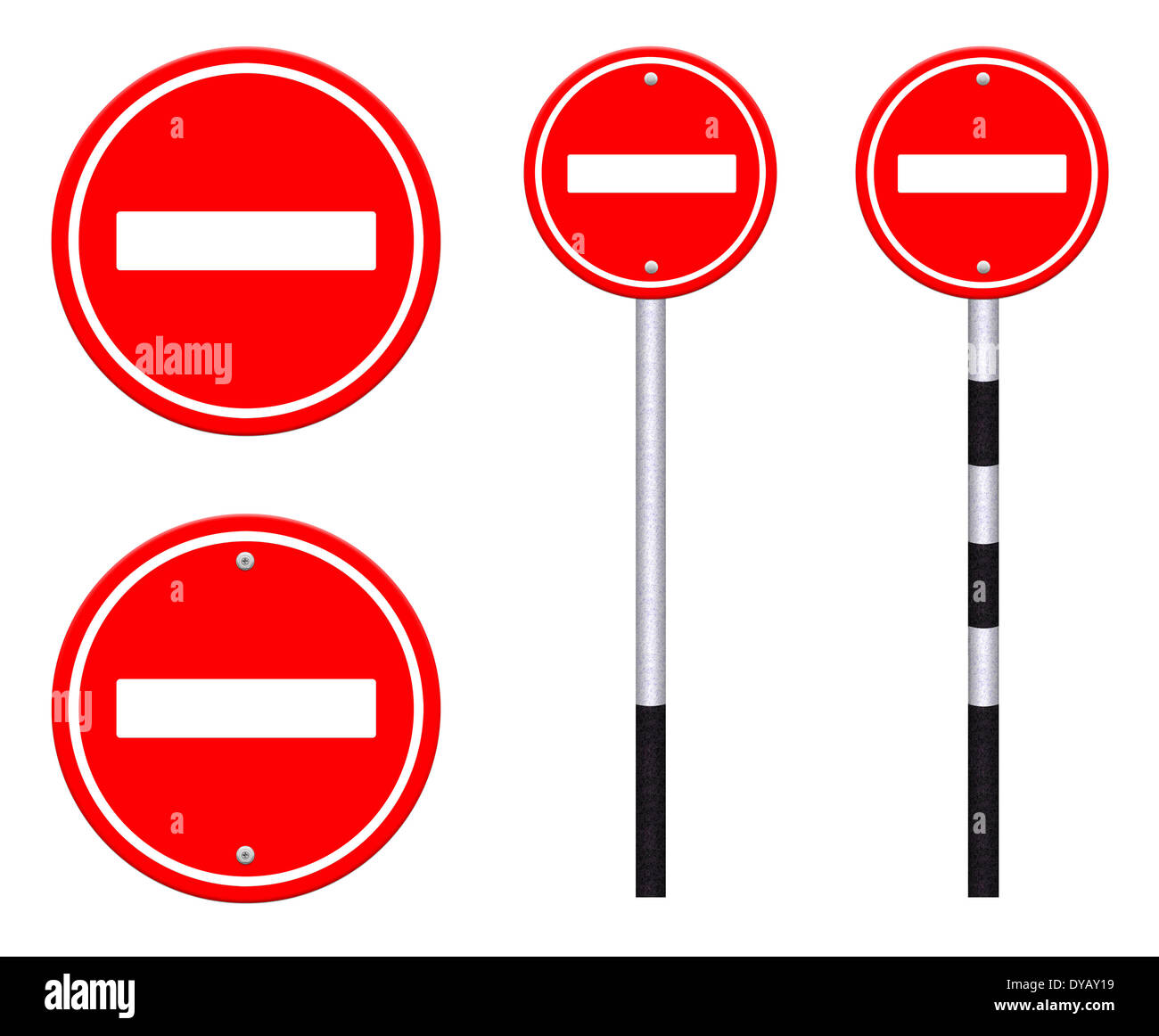 No Entry Sign, road traffic warning and pole, isolated Stock Photo - Alamy