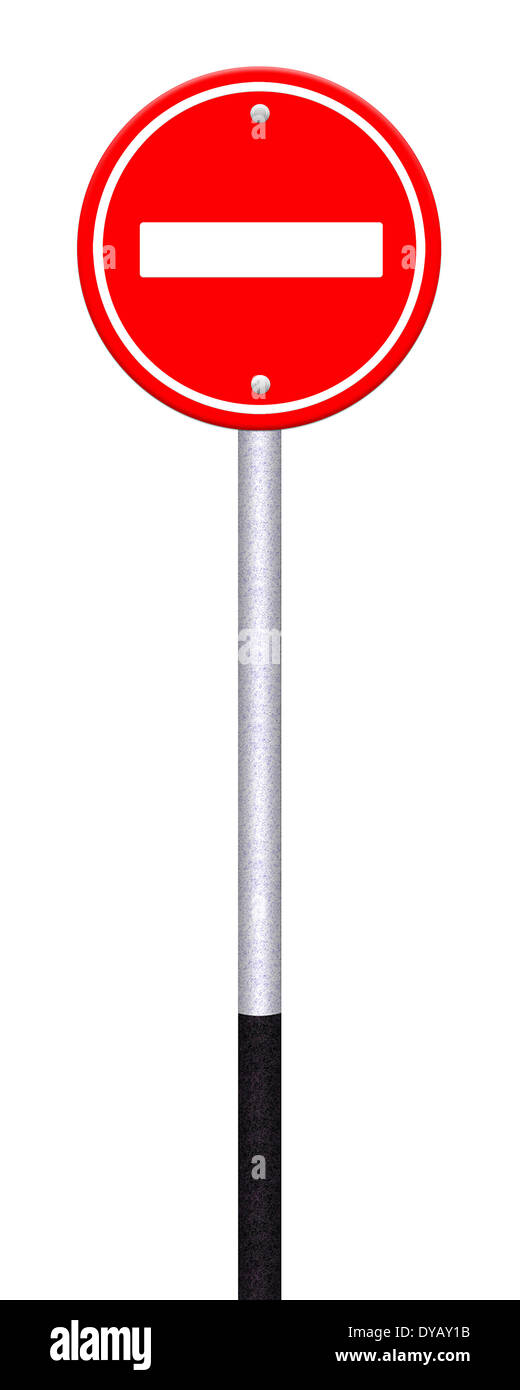 No Entry Sign, road traffic warning and pole, isolated Stock Photo - Alamy