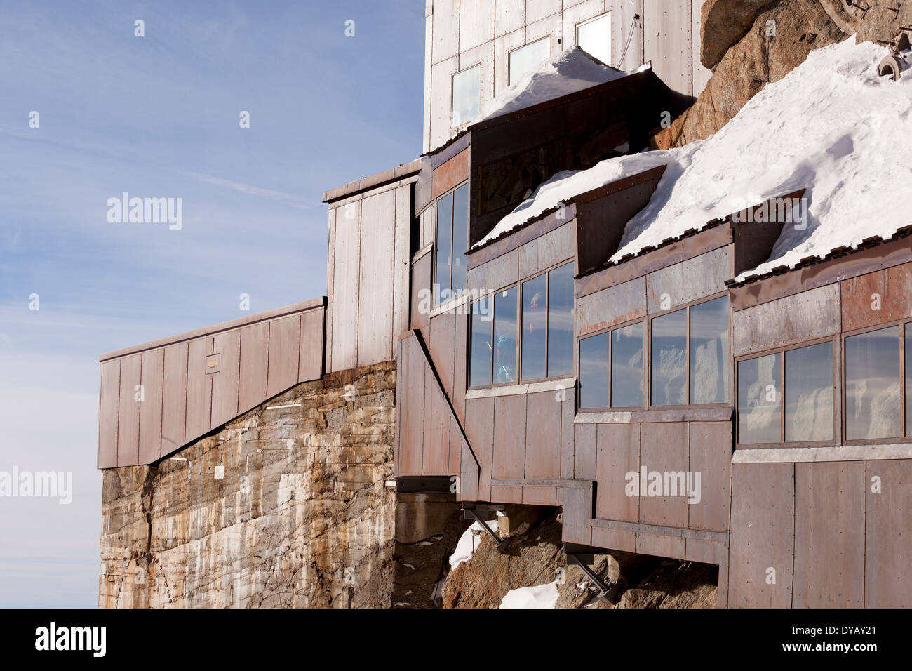 Part of the lookout point building on the Aiguille Du Midi (3842m ...