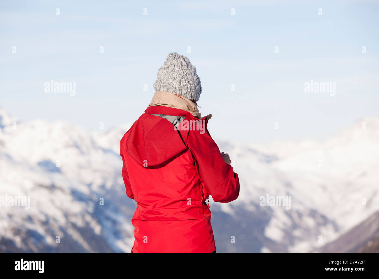A tourist visits the lookout point building on the Aiguille Du Midi ...