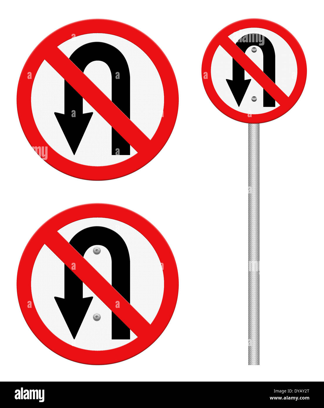 No U-turn road sign isolate on white background Stock Photo - Alamy