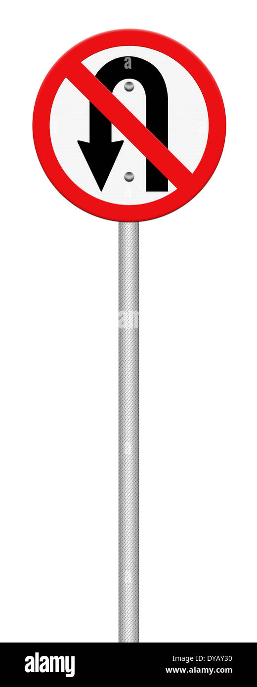 No U-turn road sign isolate on white background Stock Photo - Alamy