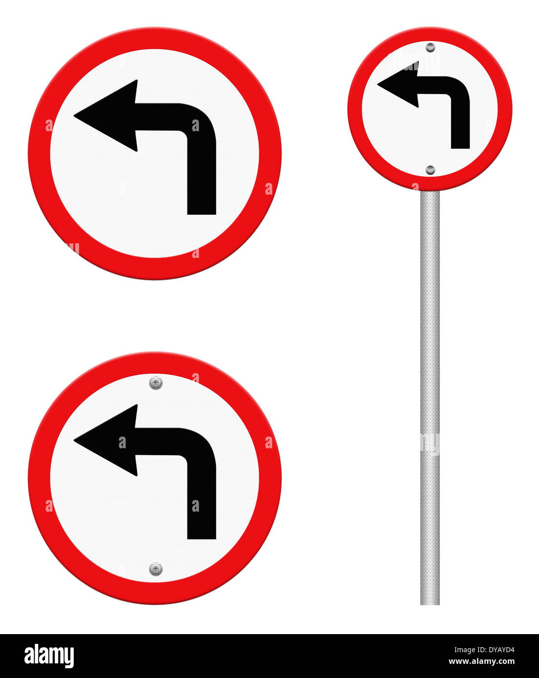 Turn left road sign. Part of a series Stock Photo - Alamy