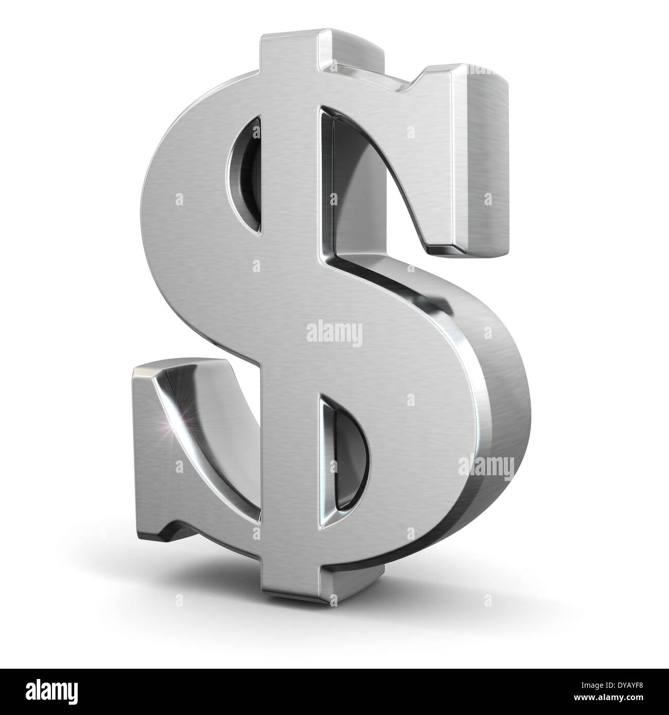 Silver dollar currency sign on white isolated background. 3d Stock ...
