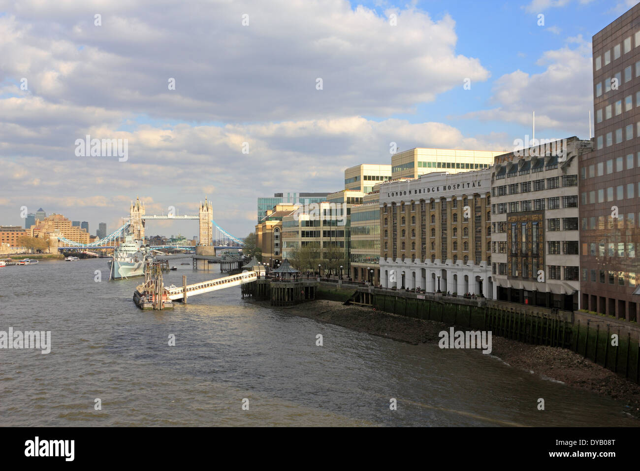 View down the Thames from London Bridge EC4, London England UK Stock ...