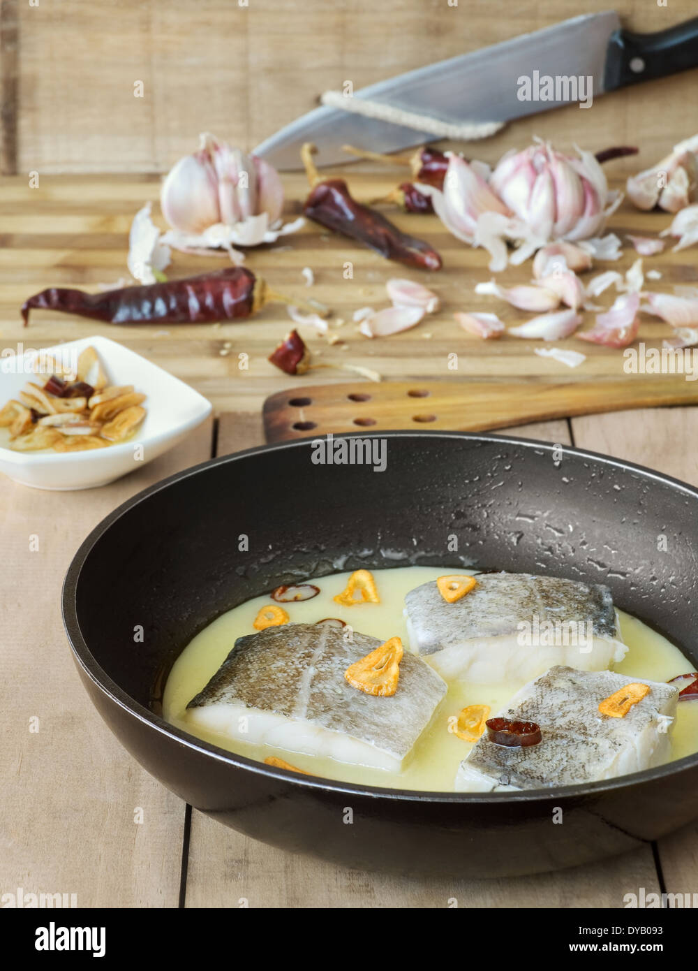 Cod with pil-pil sauce (Bacalao al pil pil), Basque cookery Stock Photo ...