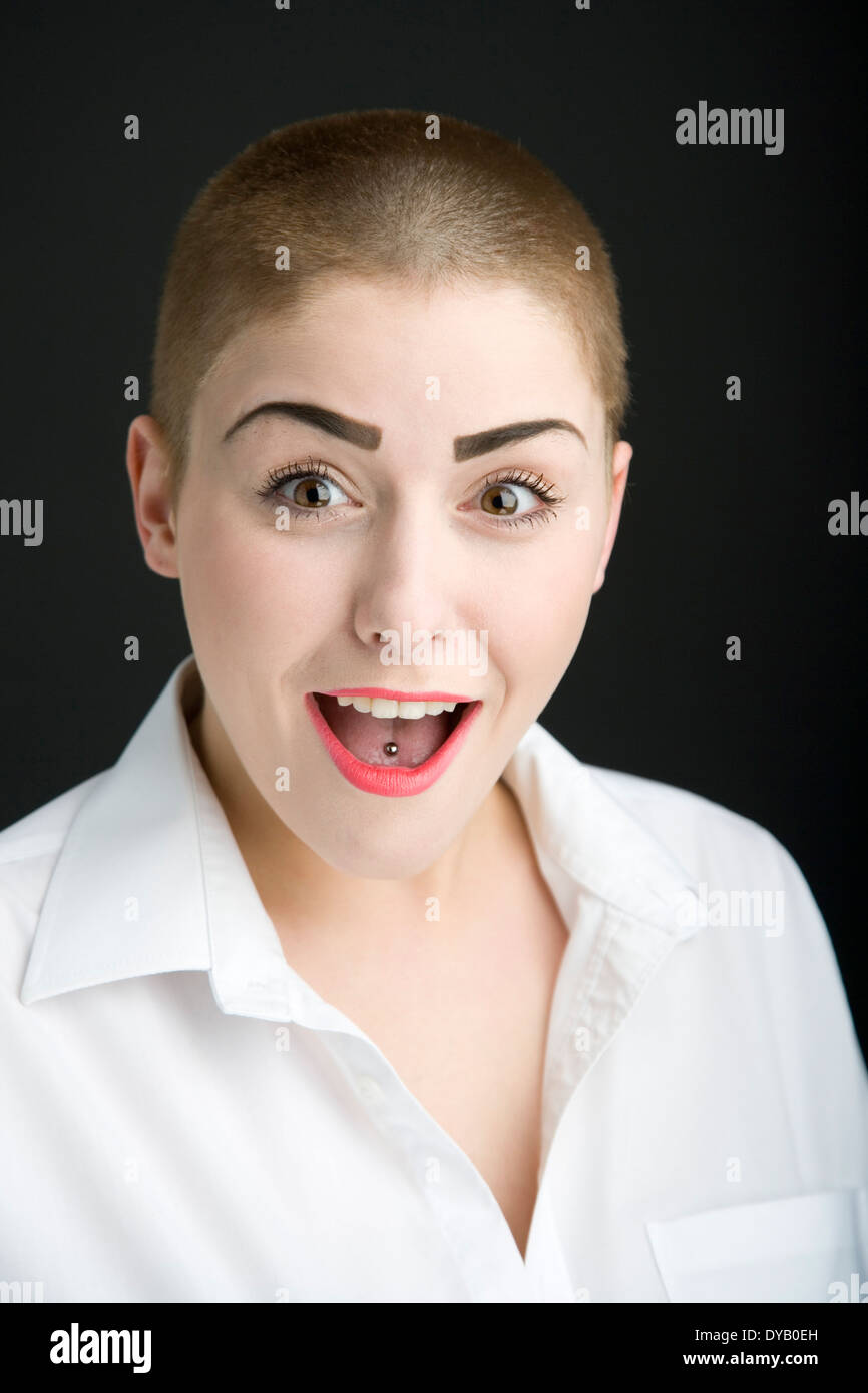 Woman shaved head not man hi-res stock photography and images - Alamy