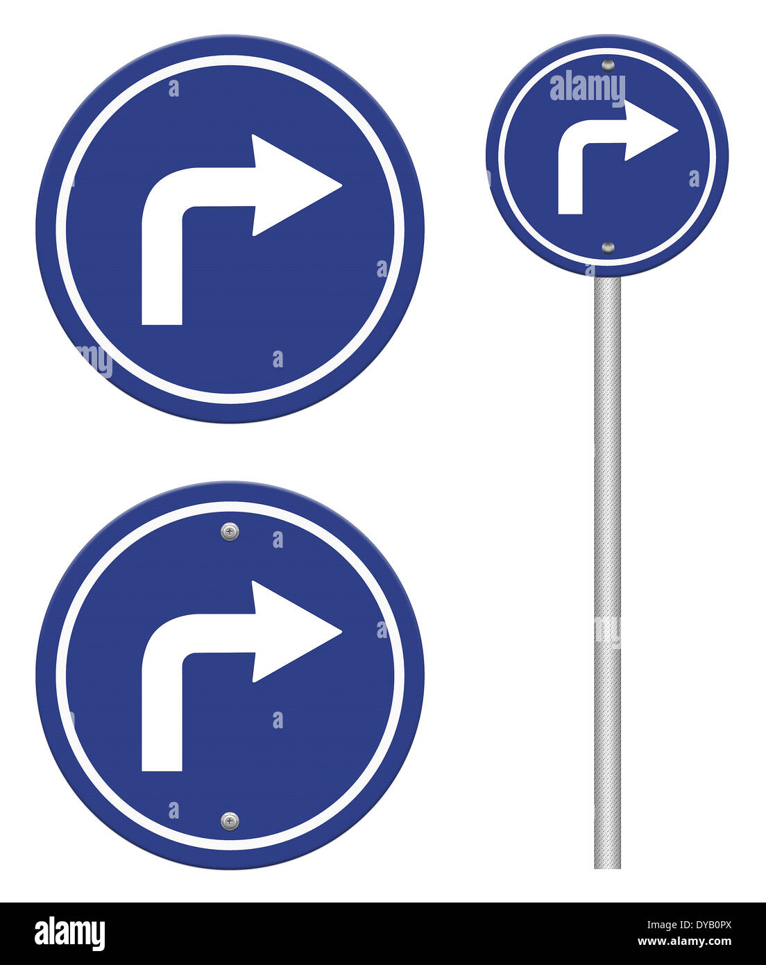 Turn right road sign. Part of a series Stock Photo - Alamy