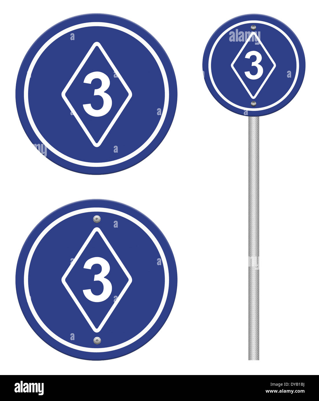 circle blue road signs Stock Photo - Alamy