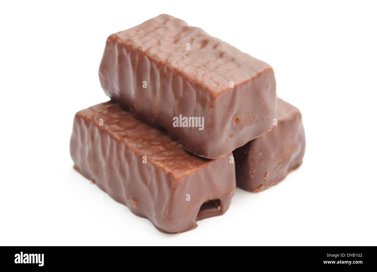 Stack of three chocolate candies isolated on white background Stock ...