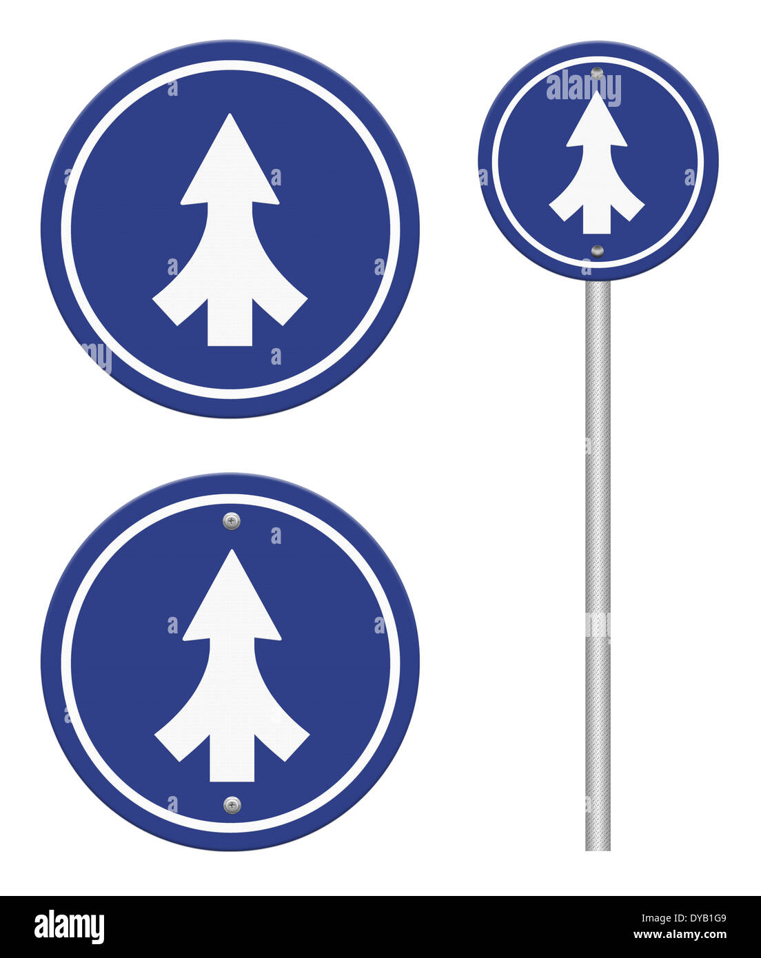 Traffic sign Lanes Merging isolated Stock Photo - Alamy